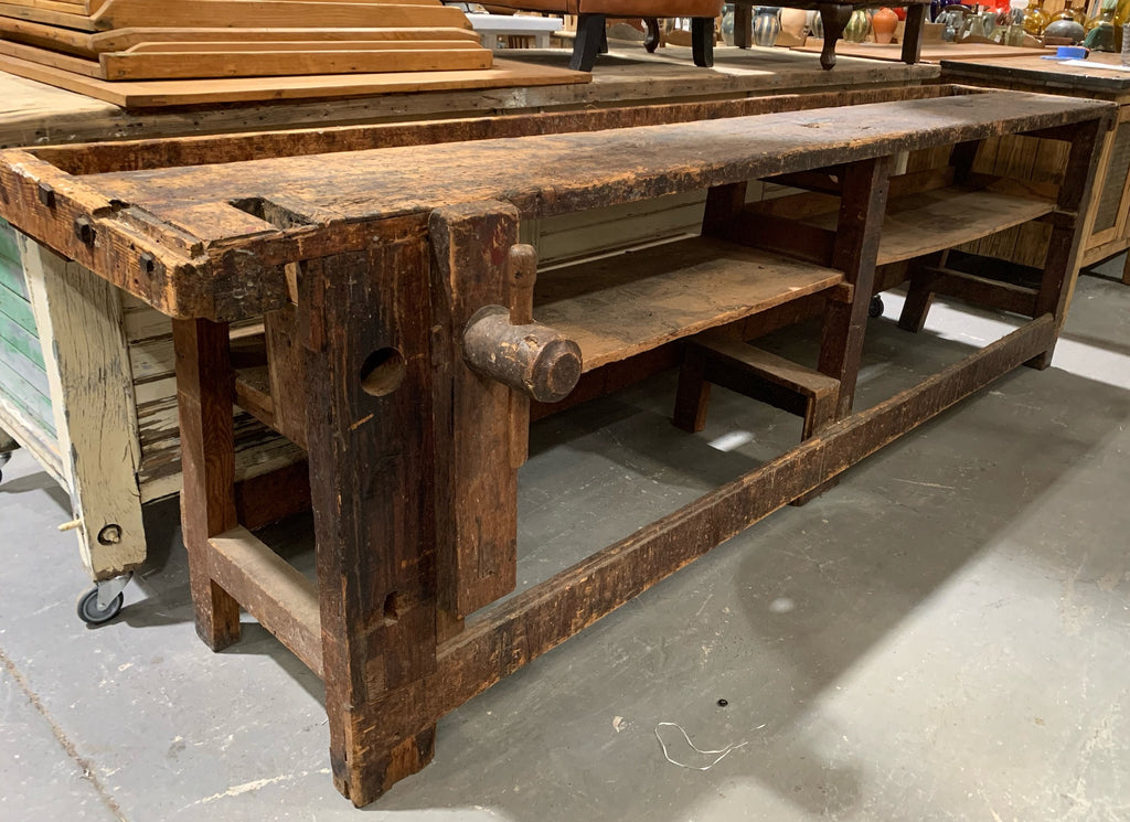 Rustic European Woodworking Workbench 1920s #4863 – Fossil Vintage ...