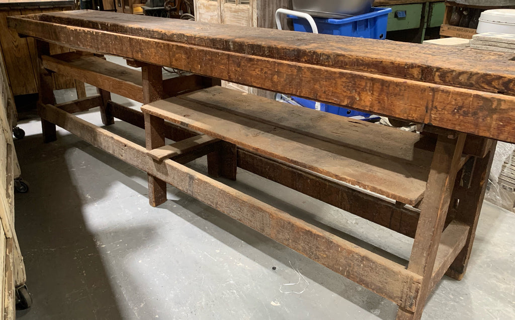 Rustic European Woodworking Workbench 1920s #4863 – Fossil Vintage ...