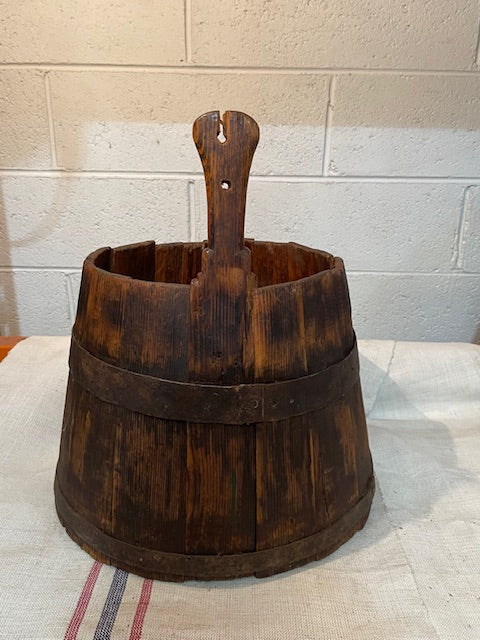 Rustic European Wooden Bucket with Handle #6557 – Fossil Vintage Australia