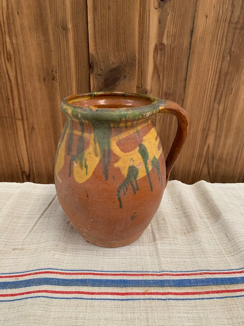 Old Rustic Hungarian Terracotta Jug #5506 – Fossil Vintage Australia