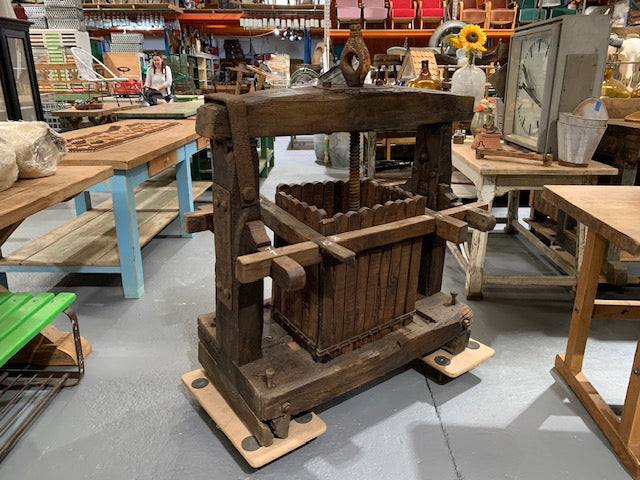 Vintage Wooden Grape Press #5780 – Fossil Vintage Australia