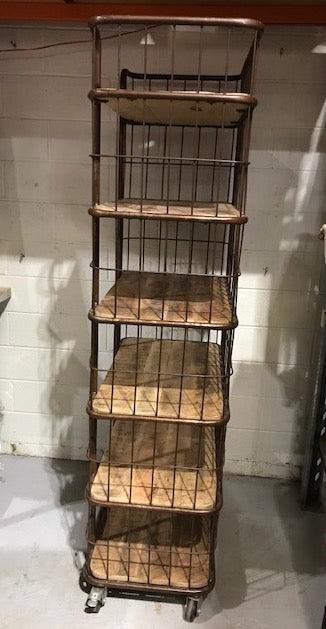 Vintage Metal and Wood Display Shelf Unit #4227 – Fossil Vintage Australia