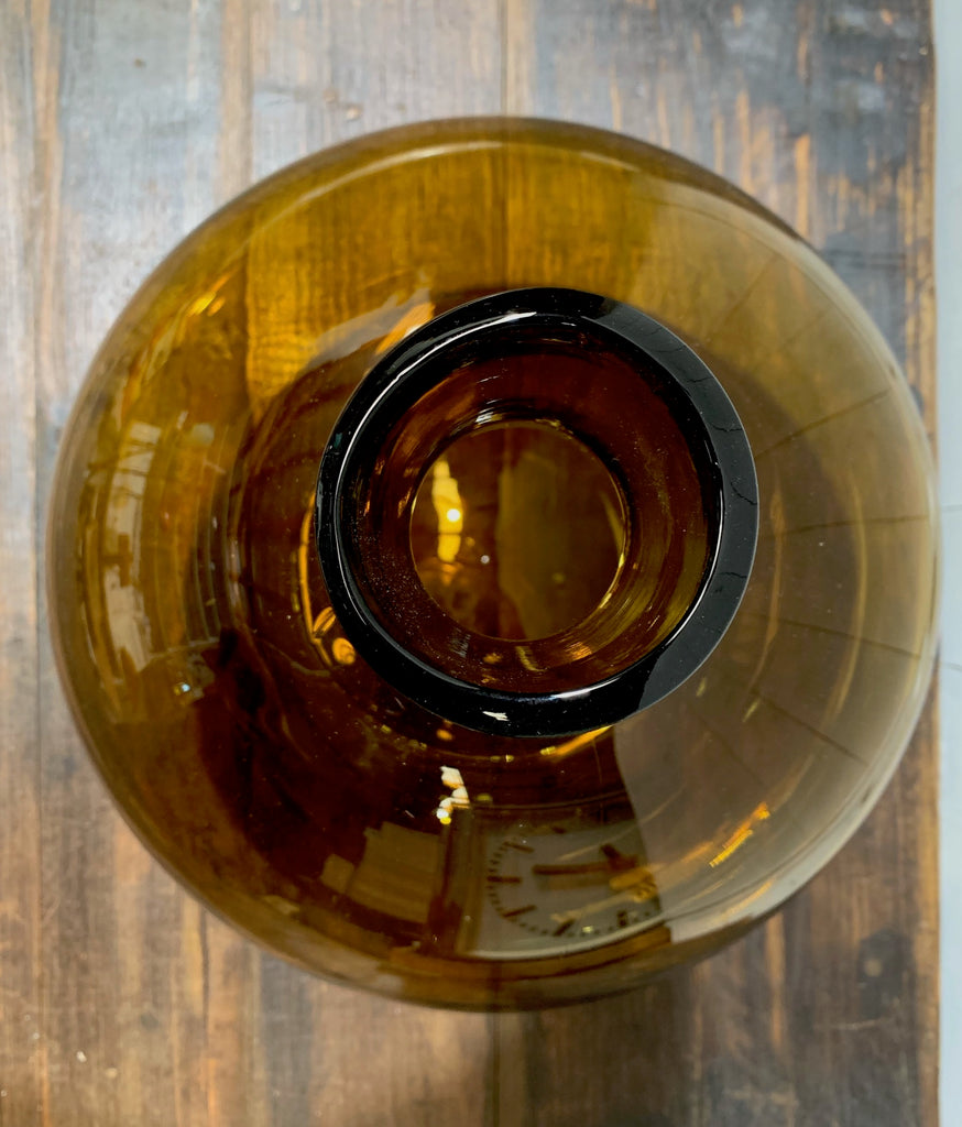 Vintage Romanian Amber Glass Vase #4356 – Fossil Vintage Australia