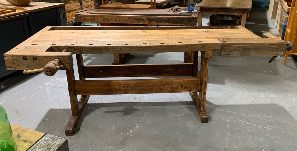 Vintage European Carpenters Woodworking Workbench 1920s #4362 – Fossil ...